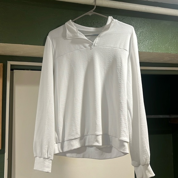 Tops | White Quarter Zip | Poshmark